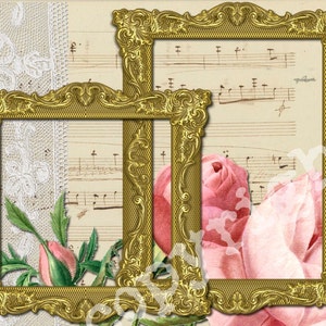 ORNATE GOLDEN FRAMES Cliparts Collage Sheet Scrapbooking Web Design ...