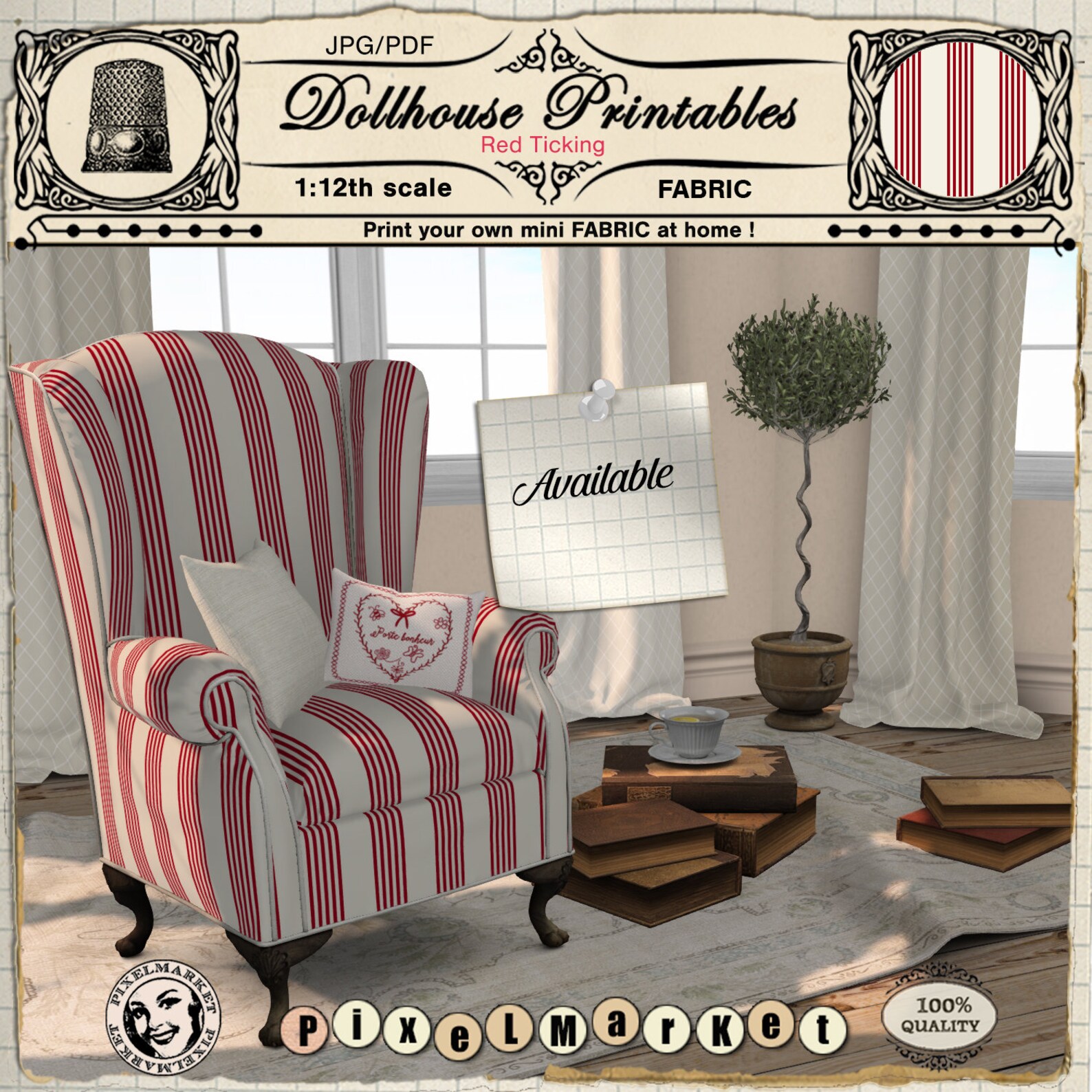 PRINTABLE FABRIC for 1:12 Scale Miniature French Kitchen - Etsy