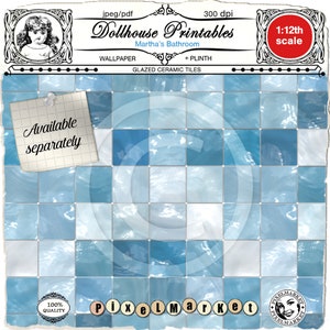 DOLLHOUSE Flooring 1/12th Scale Blue Marble Bathroom Floor Tiles ...