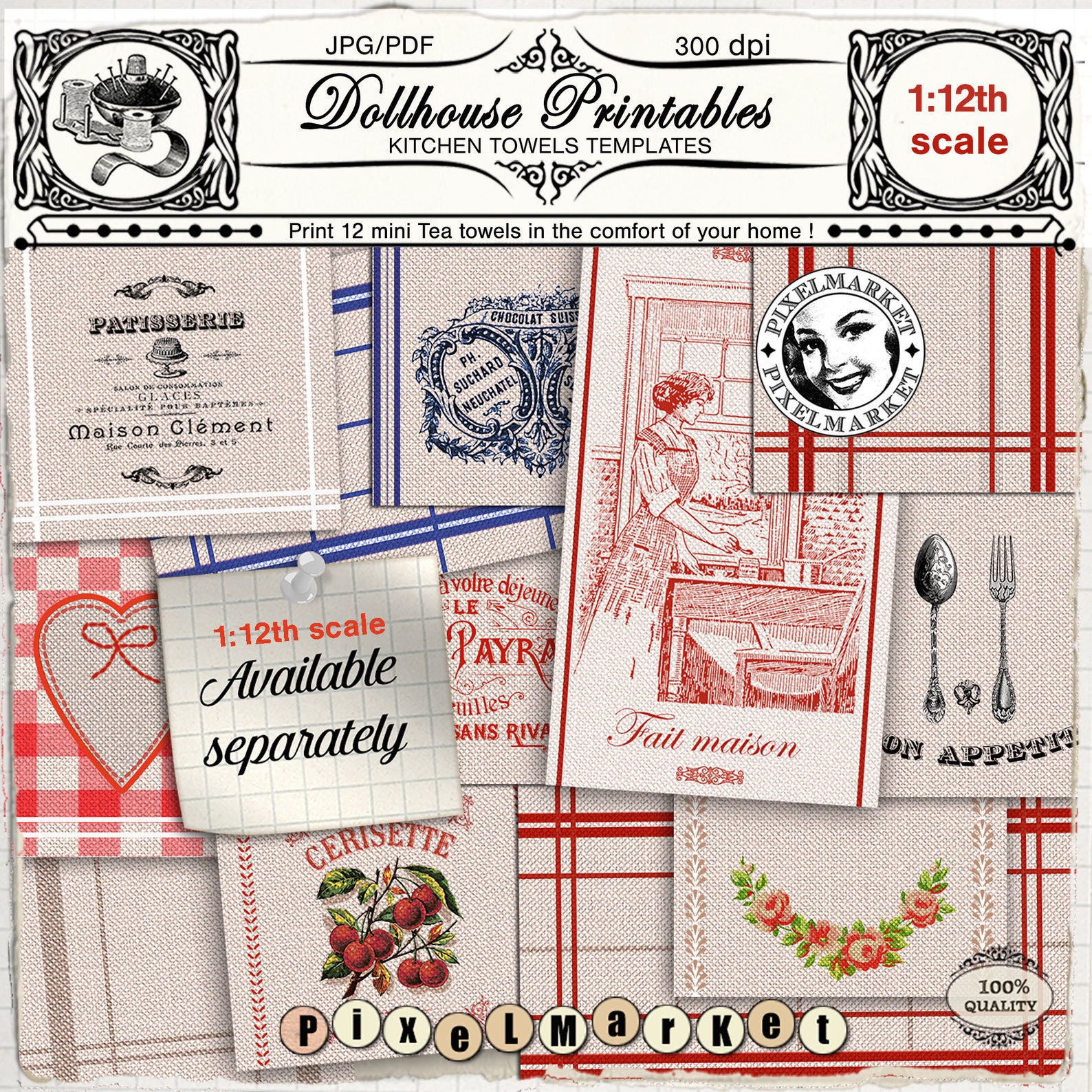 MINIATURE FABRIC Printable Sheets for Dollhouse Diorama | Etsy
