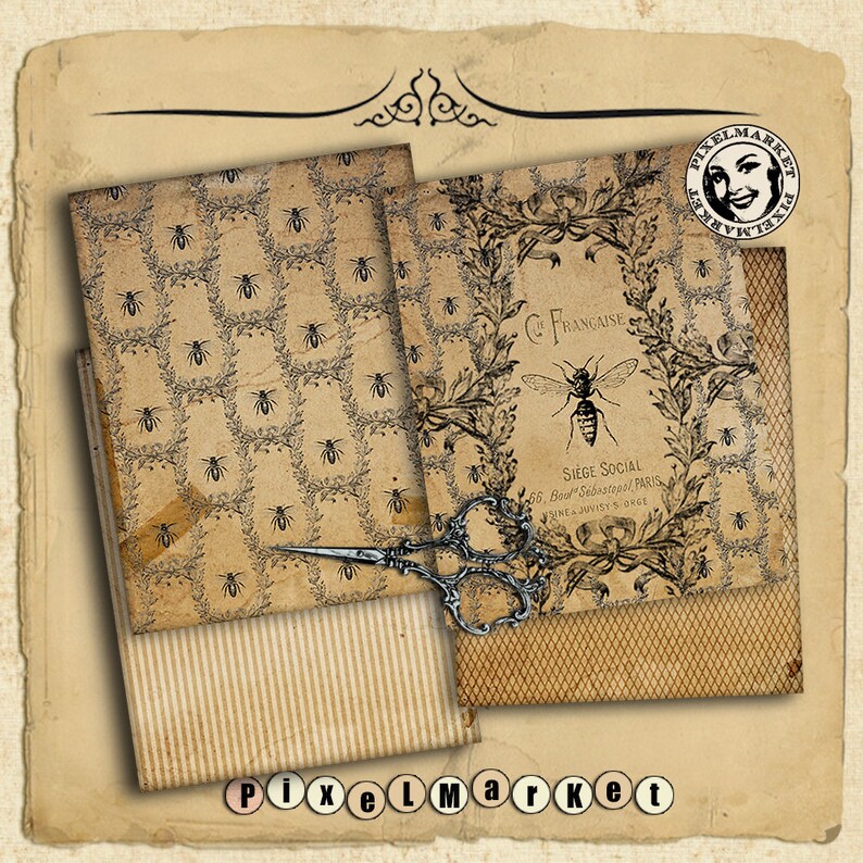 French Vintage Wrapping Paper Printable Giftwrap Sheet Queen - Etsy