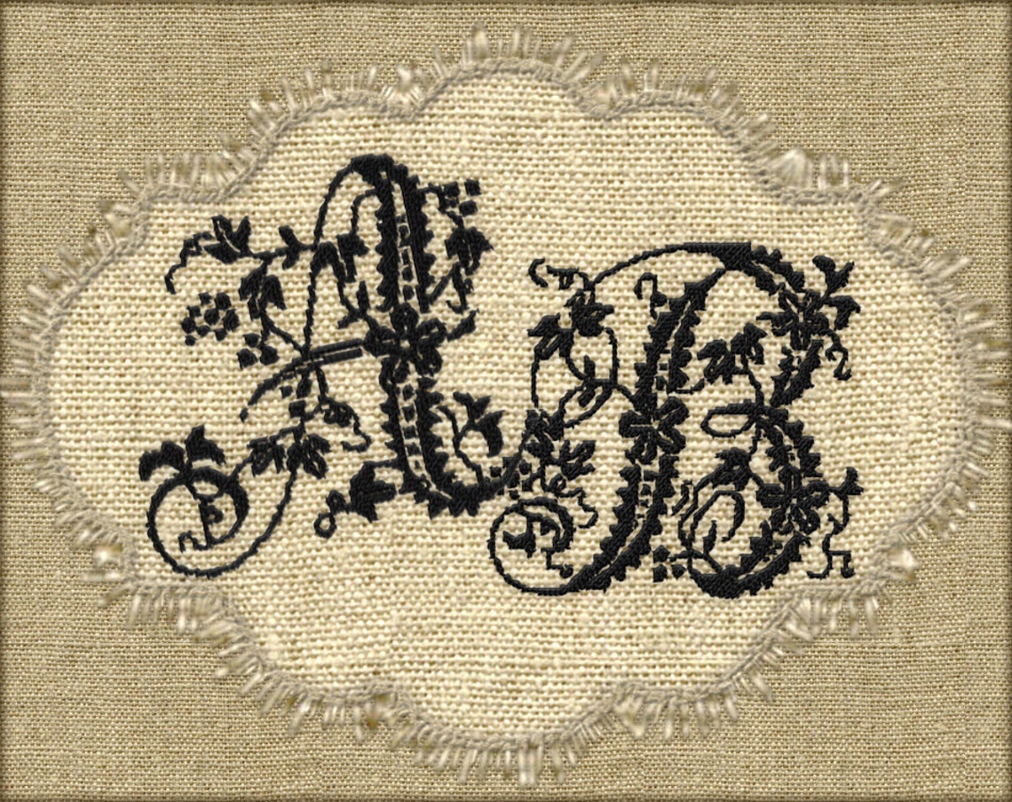 Vintage EMBROIDERED MONOGRAMS ALPHABET Letters Clipart Font - Etsy