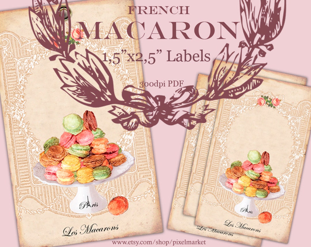 Printable LABELS French Cupcakes Macaron Digital Tag Printable Download ...