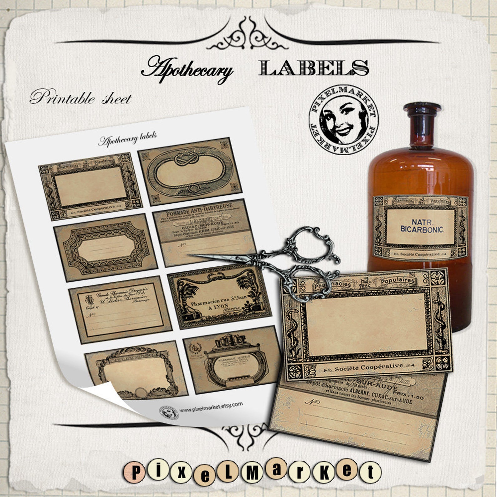 Blank Pantry Labels Template of 10 Cliparts Printable PDF Download ...