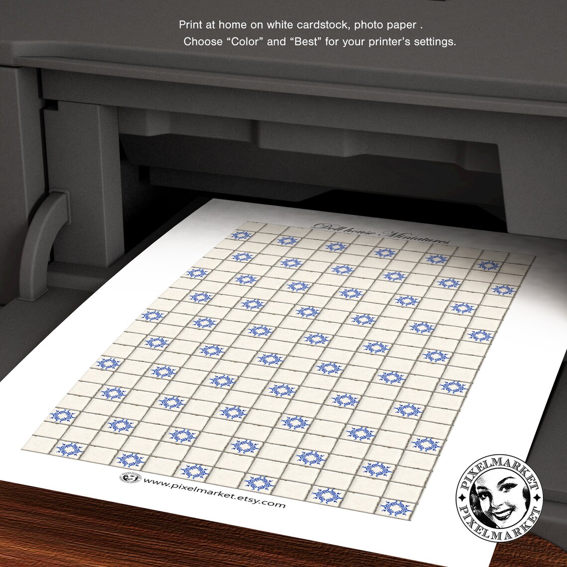 DOLLHOUSE PRINTABLES Miniature Dutch Tiles With Floral Border - Etsy