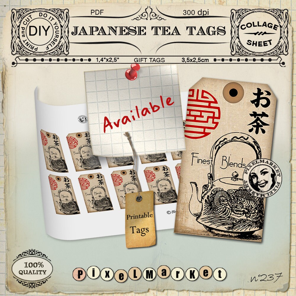 Tea Bag HOLDER Printable Japanese Tea Bag Envelope TEMPLATE - Etsy