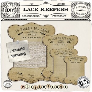 Printable SEWING BOX TEMPLATE Vintage Storage Box W/ Ribbon Holders ...