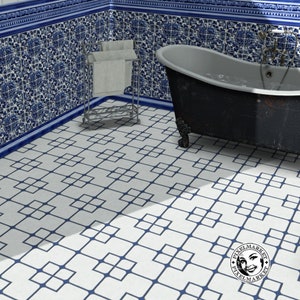 DOLLHOUSE PRINTABLES Flooring Wallpaper 1/12 Scale White & Blue Floor ...