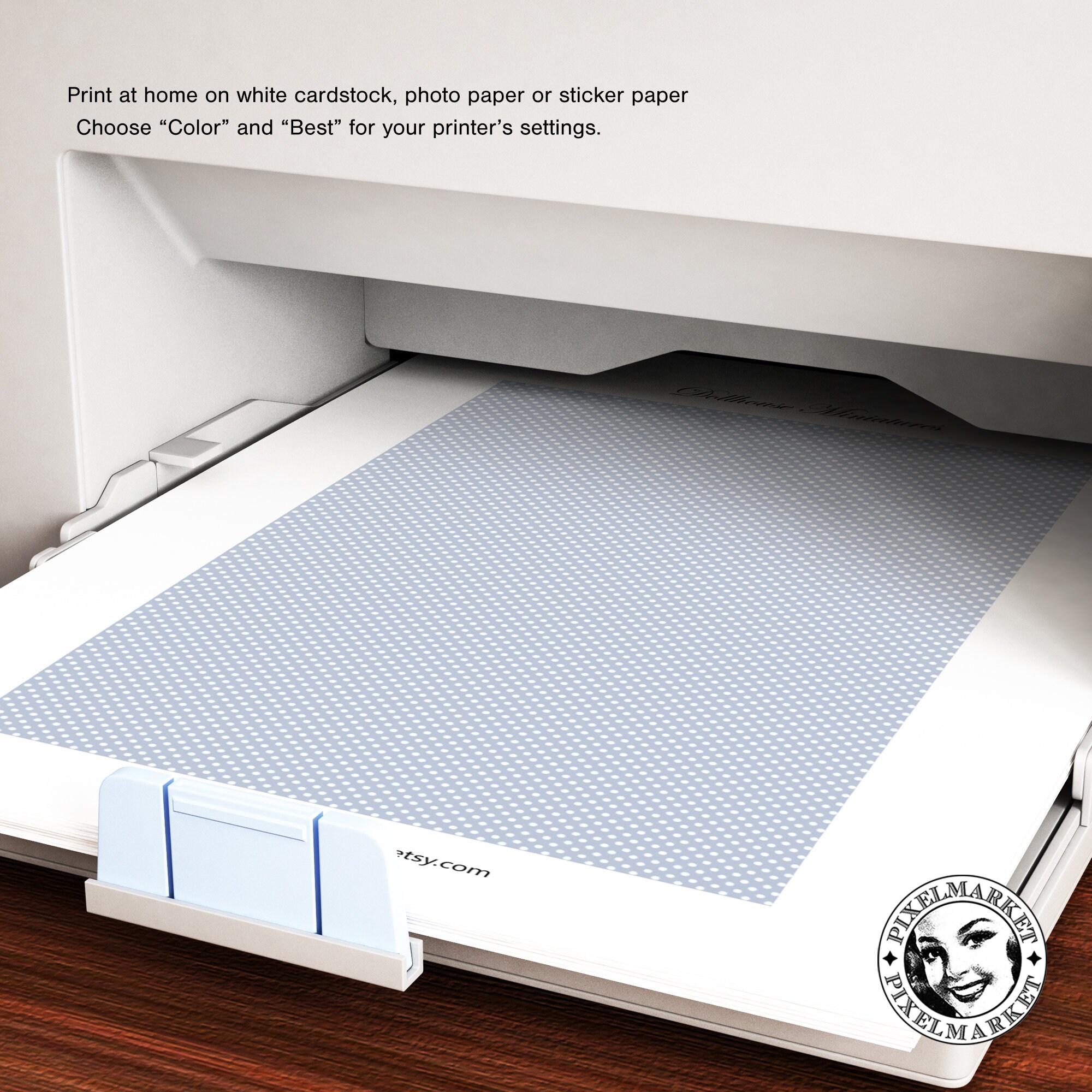 Dollhouse Printable 1/12th Scale Miniature WALLPAPER With Rose | Etsy