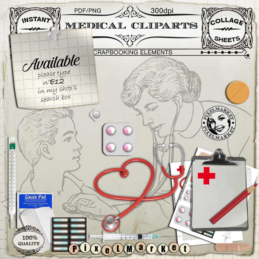 Medical Art Printable Cards Vintage APOTHECARY Labels Medical Ephemera ...