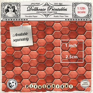 DOLLHOUSE Flooring 1/12 Miniature Hexagon Tile Printable Terracotta ...
