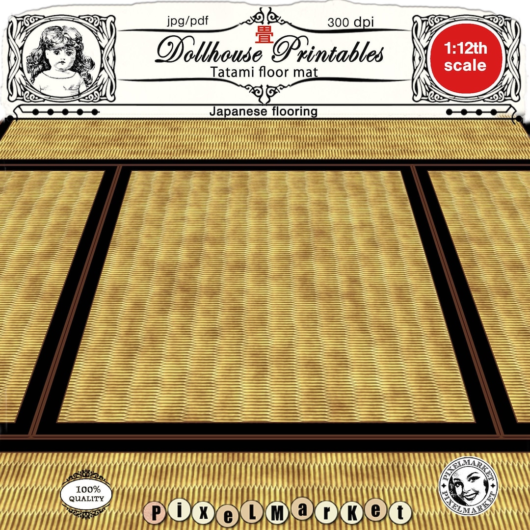 DOLLHOUSE Black TATAMI MAT Flooring Printable Japanese Straw Mat Tatami ...