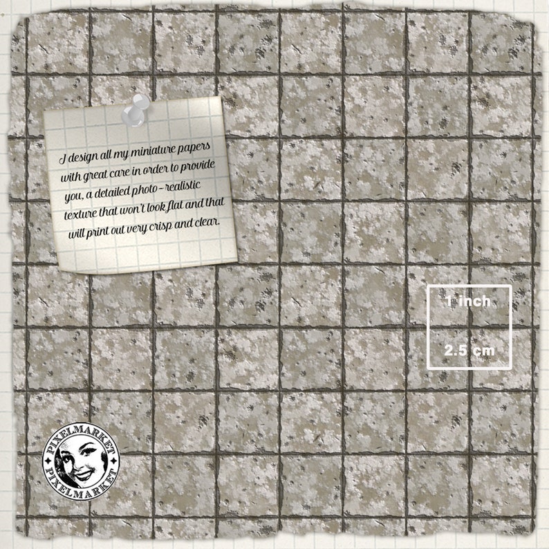 Dollhouse Printable OLD Floor Tiles WALLPAPER Weathered Flooring Tiles ...