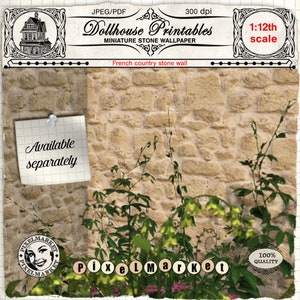 Dollhouse Wallpaper Miniature OLD STONE WALL Printable Sheet Antique ...