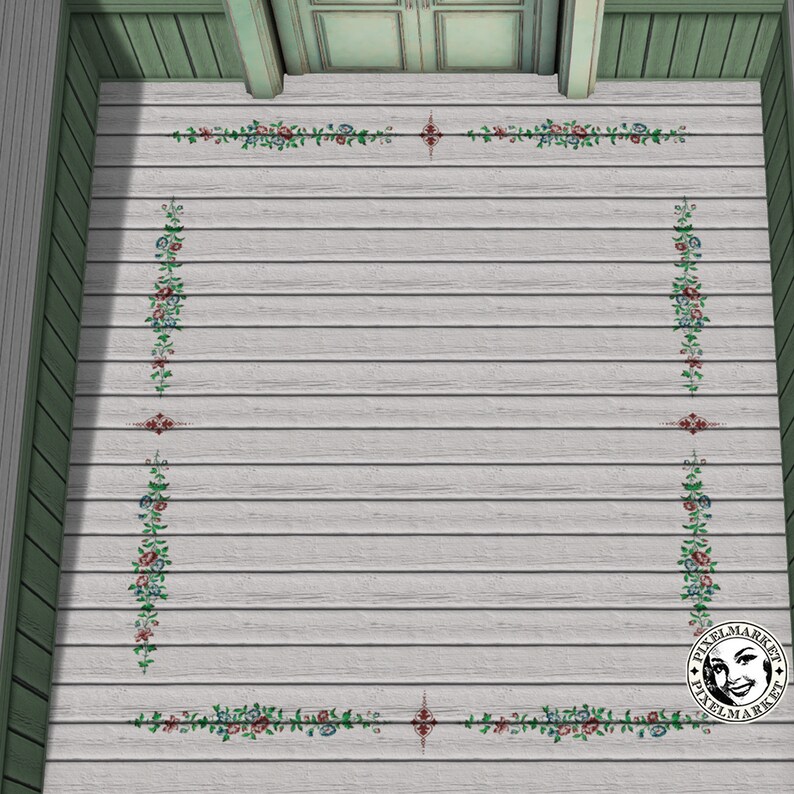 DOLLHOUSE Printable Miniature Painted WOOD FLOOR W/ Frieze White Wooden ...