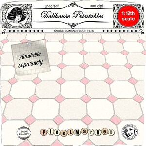 DOLLHOUSE FLOORING 1/12th Checkered Flooring and Frieze Diamond Floor ...