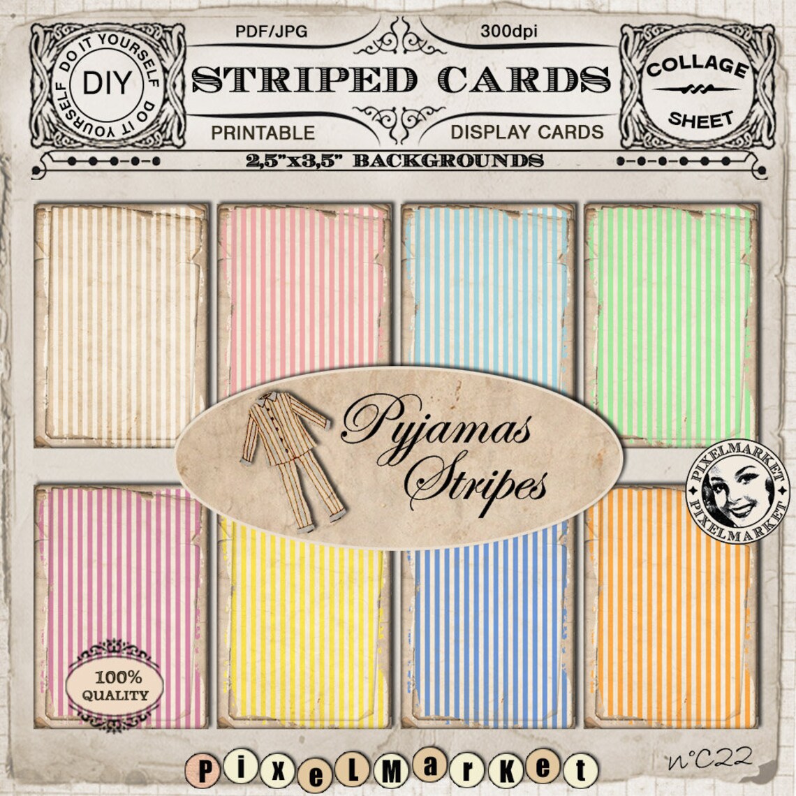 STRIPED BACKGROUNDS Display Cards Jewelry Holders Stripes Tag Clipart ...
