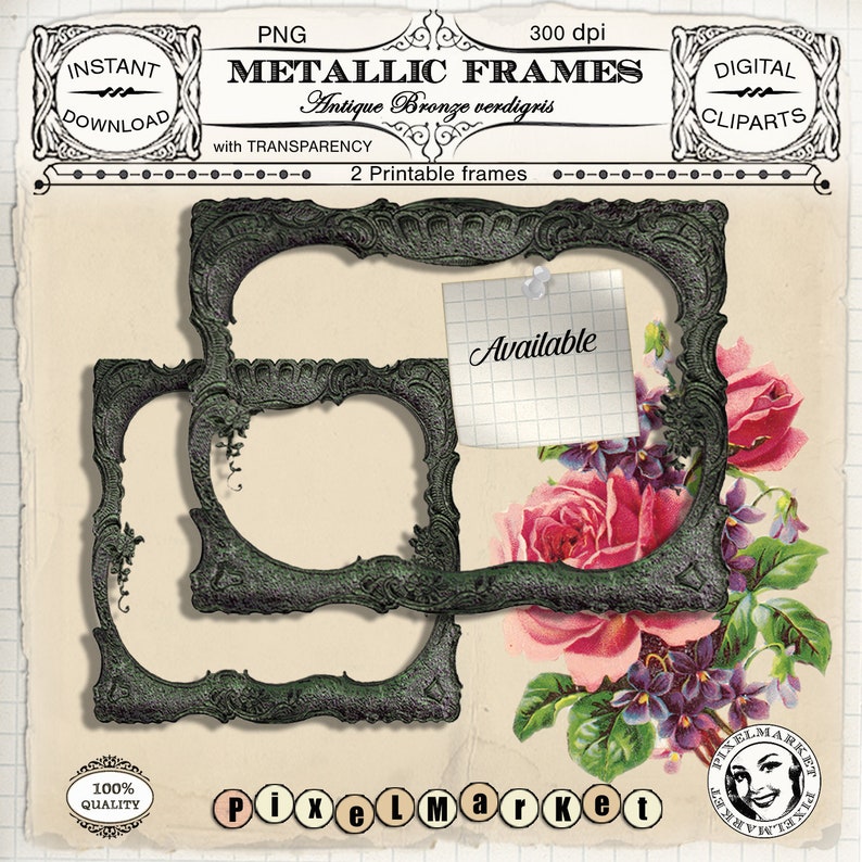 Gold FRAME CLIPART Picture Frame Printable Ornate Photo Frame | Etsy