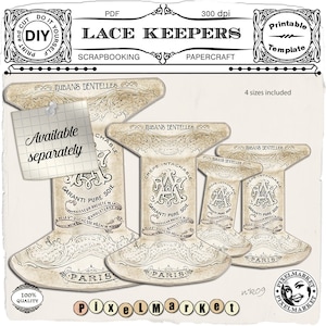 Printable Lace and Ribbon Keepers Storage Card Thread Spool Card Floss ...