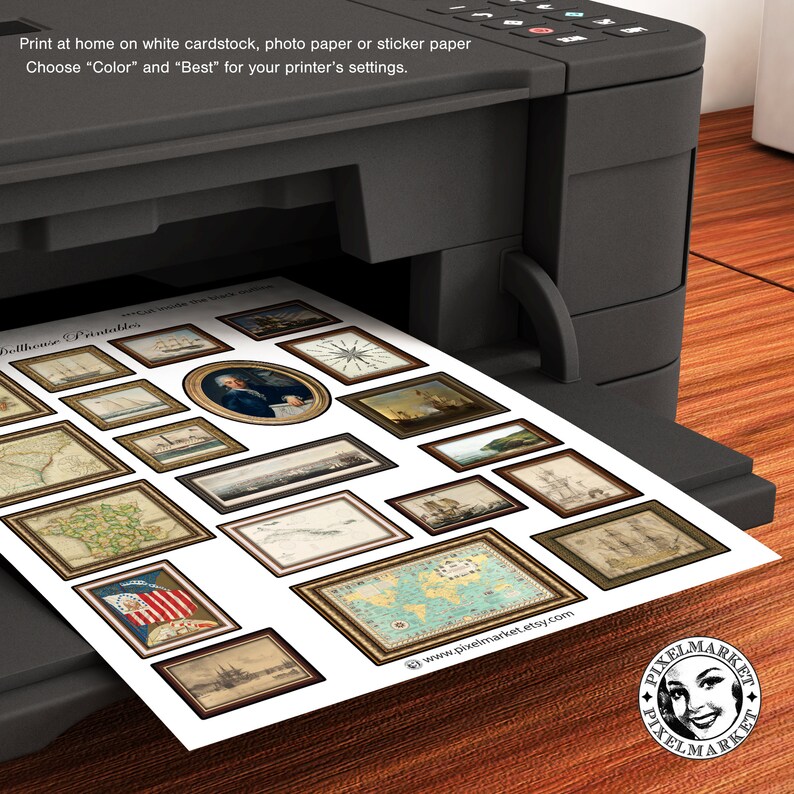 DOLLHOUSE Miniature Antique Maps & Marine Paintings Printable - Etsy