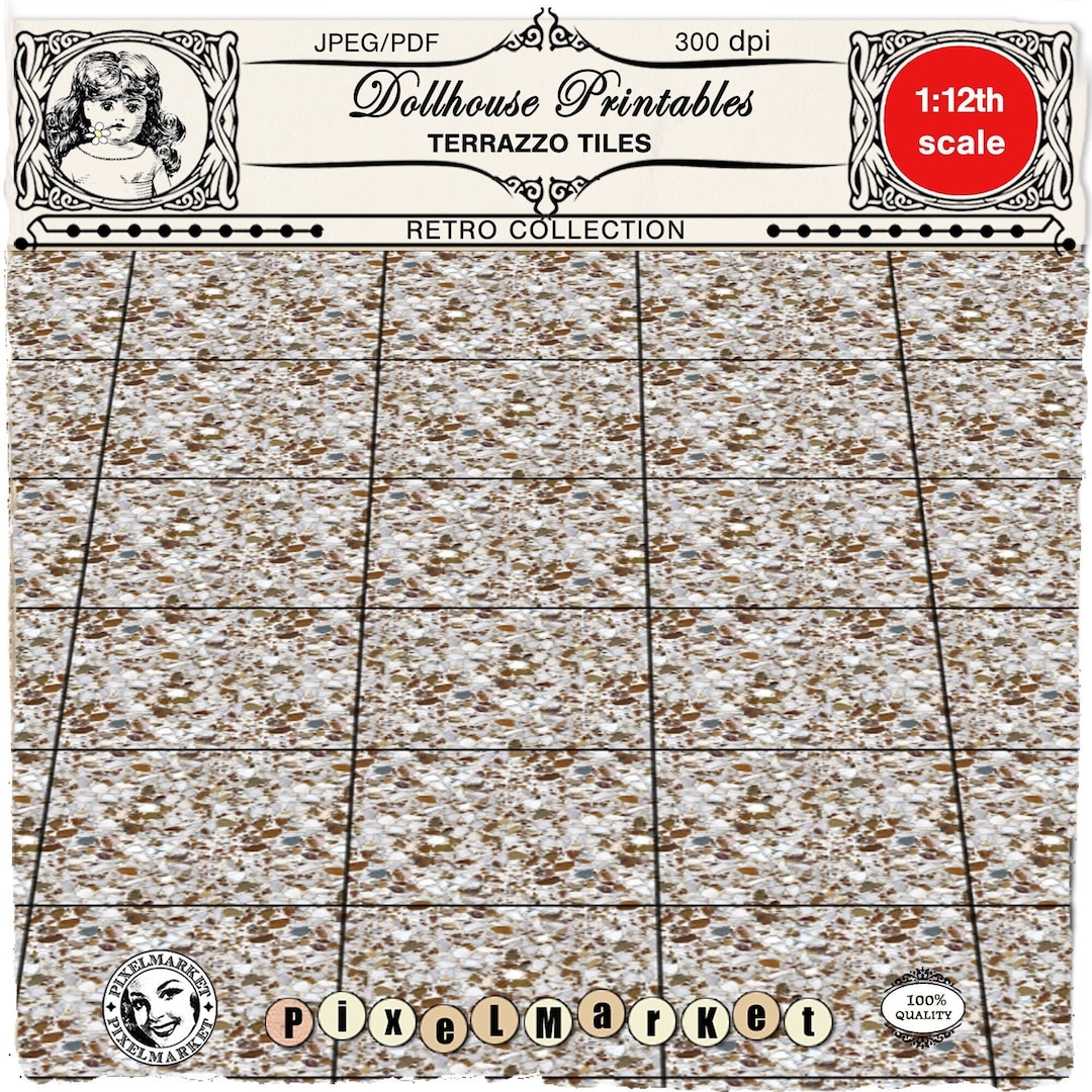 Miniature TERRAZZO TILES Printable Flooring Wallpaper Use for 1/12 ...