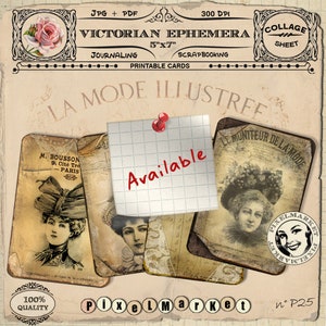 Victorian Library Card & Pocket TEMPLATE 3x5 Inch Pocket Card Printable ...