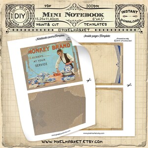 Printable Mini NOTEBOOK Template 6"x4,5" Notepad Printable Download DIY ...