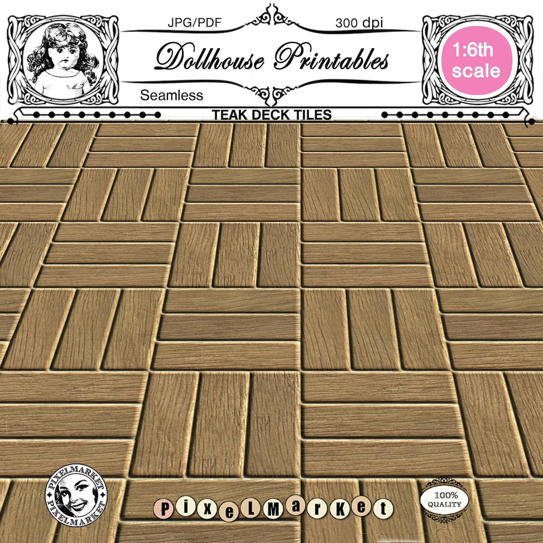 DOLLHOUSE Printable Playscale Flooring Teak Wood Decking Miniature ...