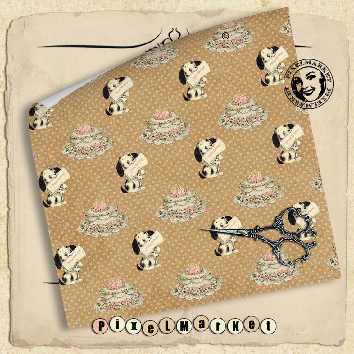 WRAPPING PAPER for Girl Printable Birthday Retro Gift Wrap | Etsy