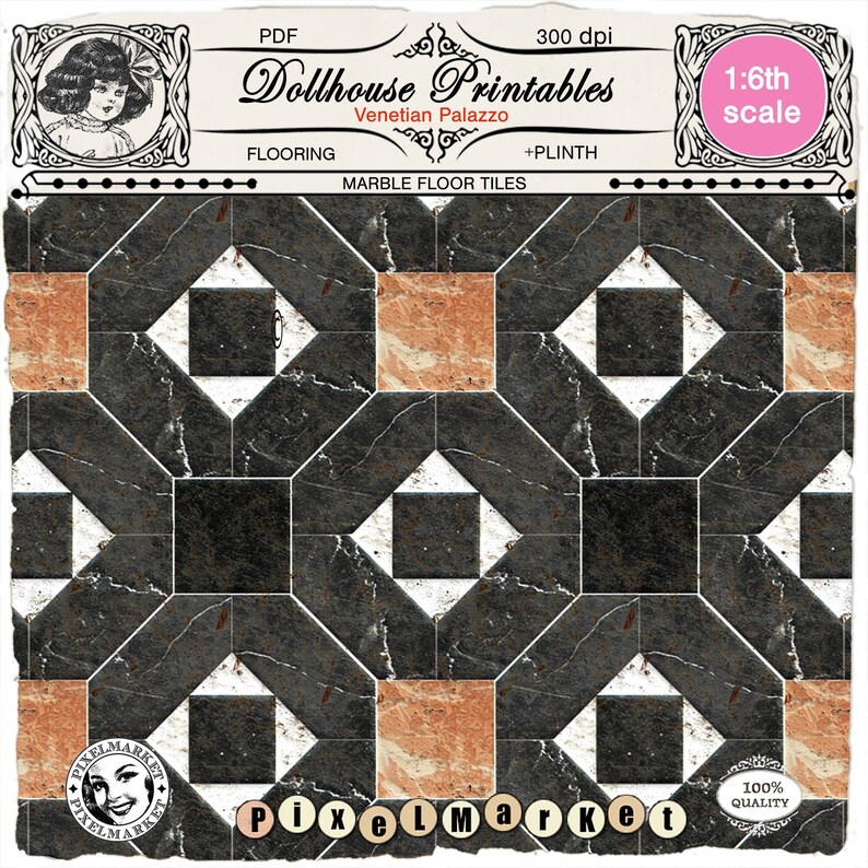 1/6 DOLLHOUSE Baroque Flooring Venetian Marble Floor Tiles - Etsy