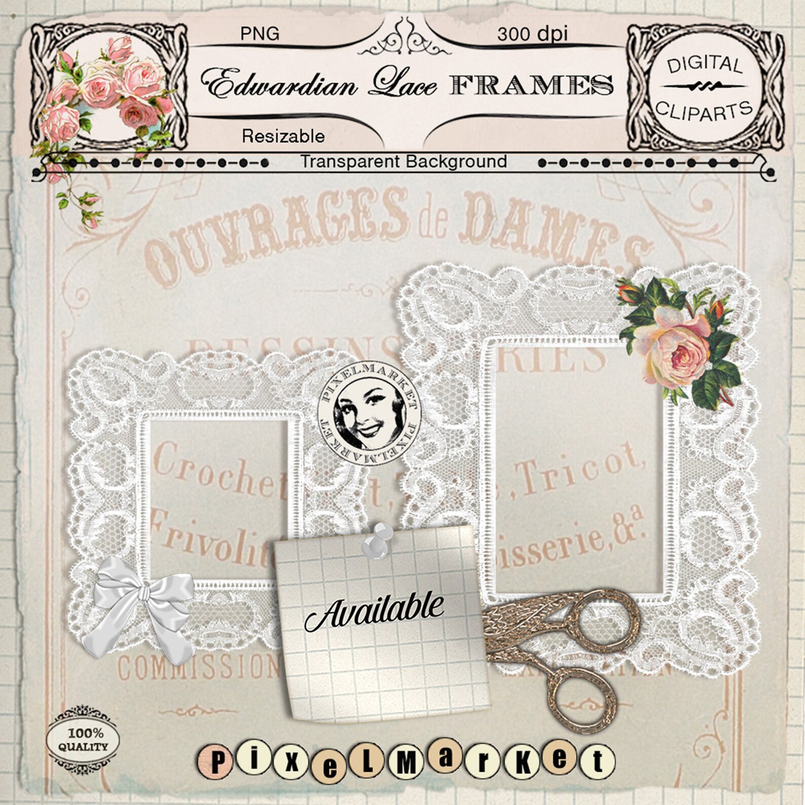 Gold FRAME CLIPART Picture Frame Printable Ornate Photo Frame | Etsy