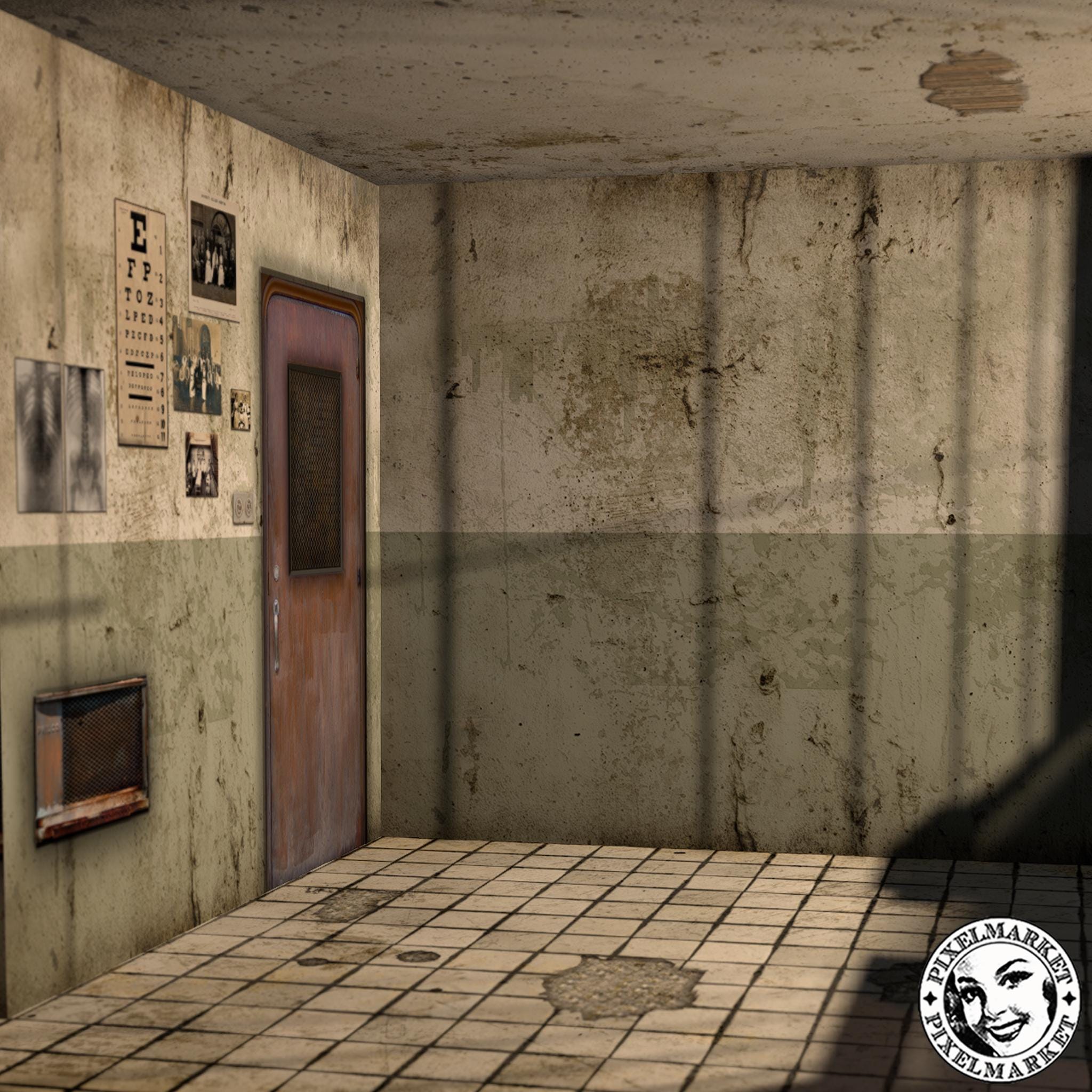1/12 ASYLUM DIORAMA FLOORING Printable Distressed & Worn Miniature ...