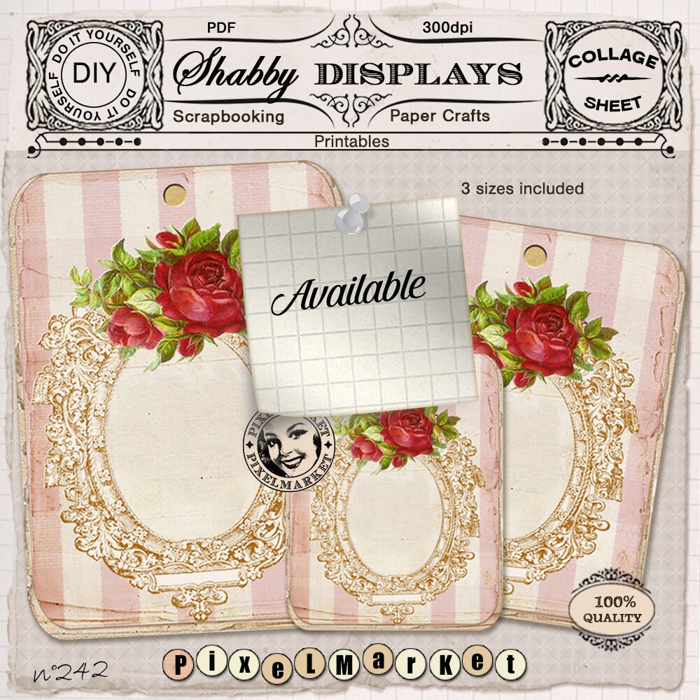 JEWELRY Display Card SET Printable Download Shabby Gift Tag Earring ...