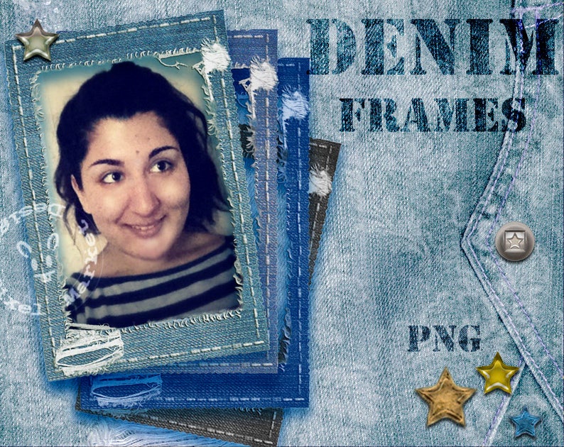 Denim FRAME Cliparts KIT Distressed Denim Picture FRAME Printable ...