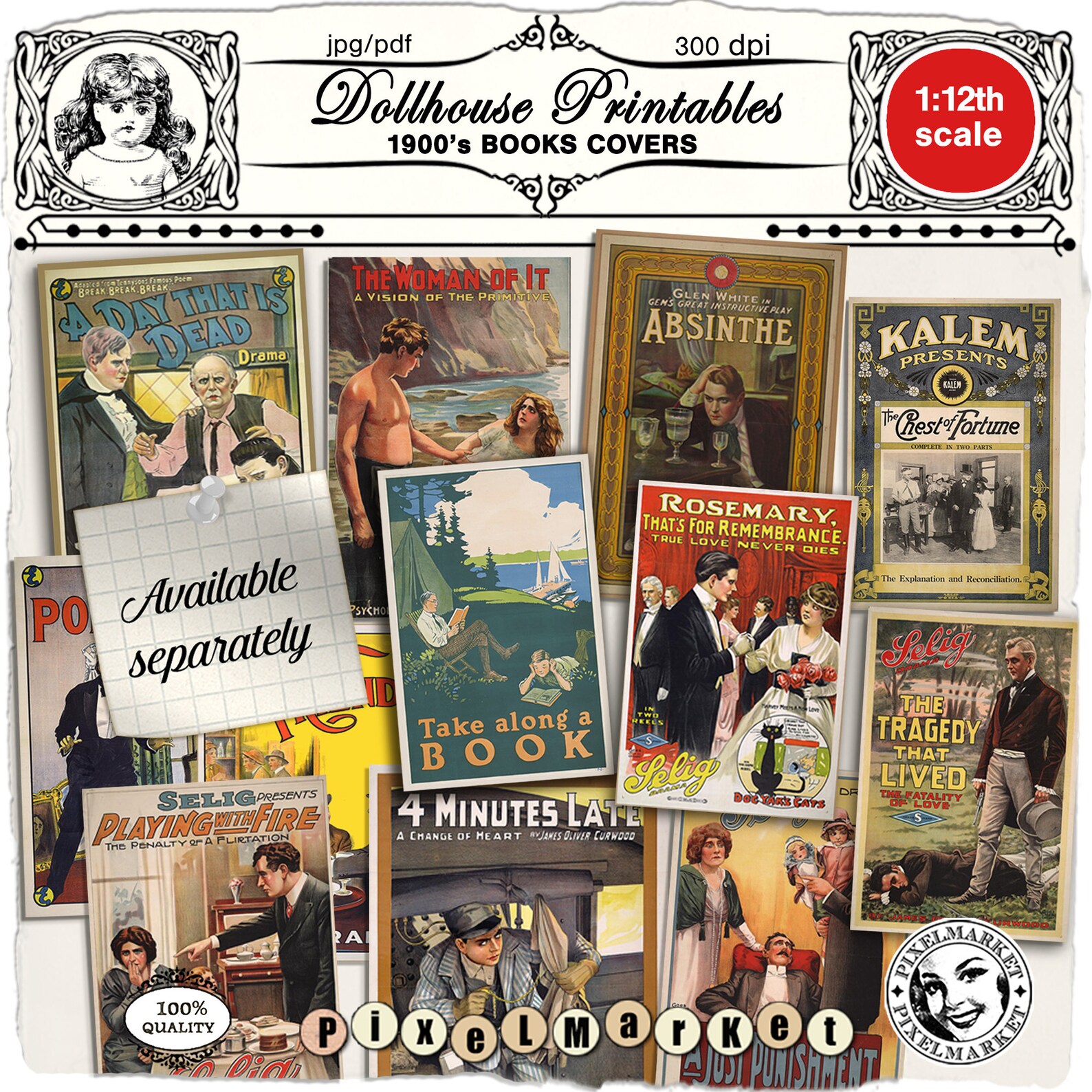 Arts & Crafts Miniature MAGAZINE COVERS TEMPLATE Printable 1/48th Art ...