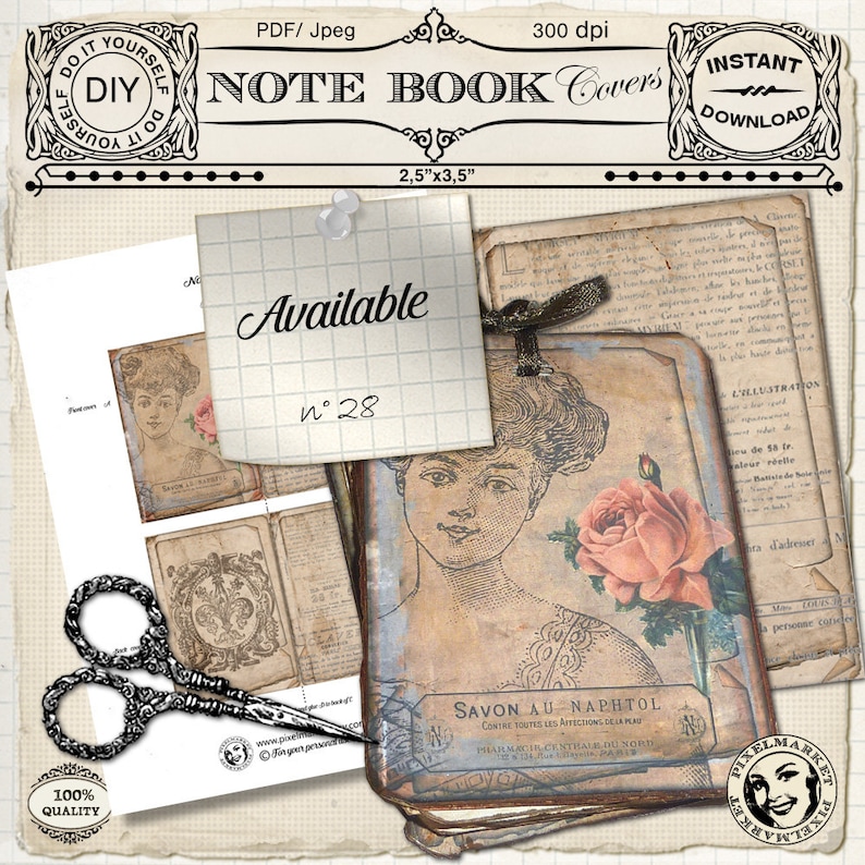 Printable NOTEBOOK COVERS Digital Template Notepad cover DIY | Etsy