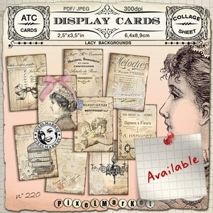 Printable DISPLAY CARDS With Fabric Backgrounds Digital Collage Sheet ...