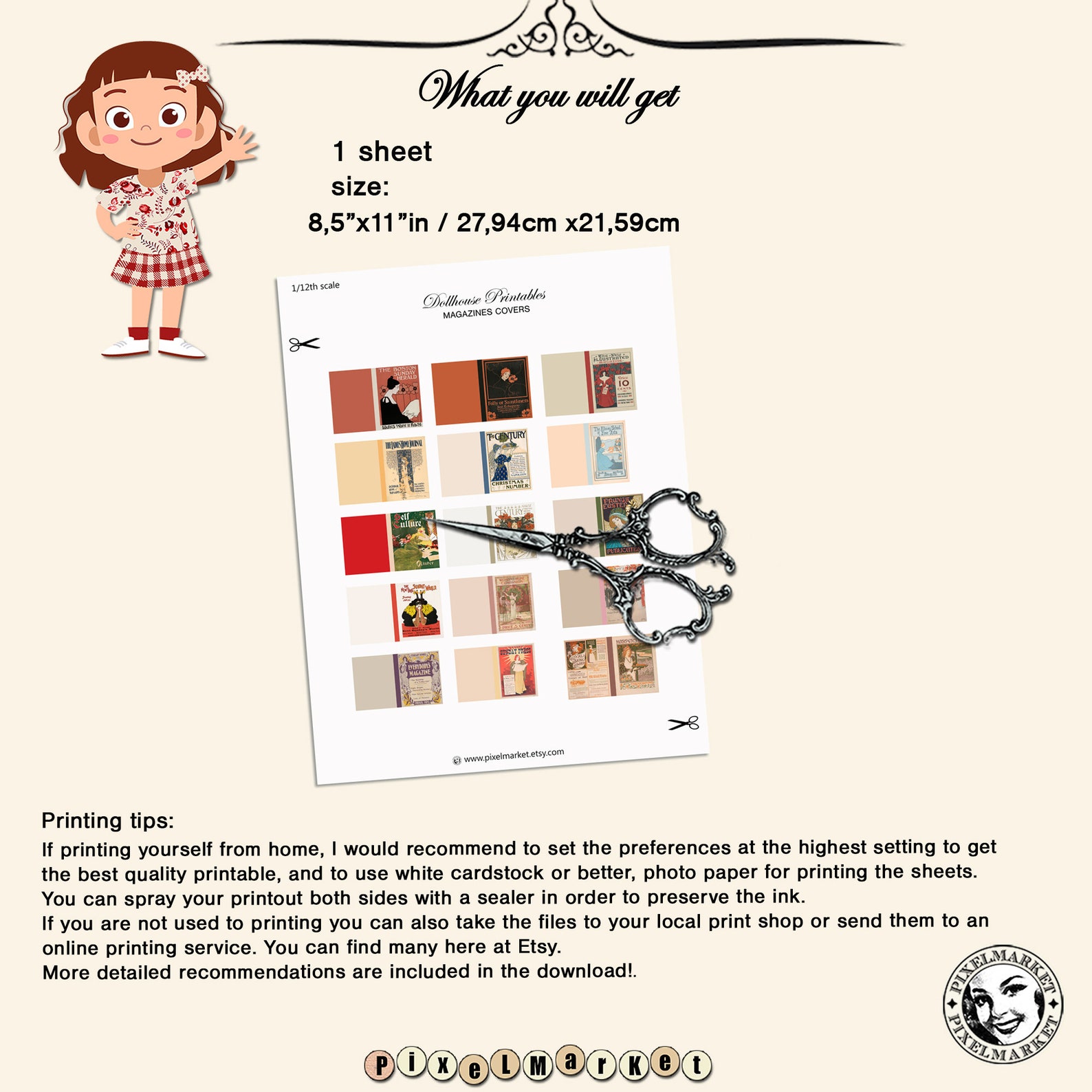 Arts & Crafts Miniature MAGAZINE COVERS TEMPLATE Printable - Etsy