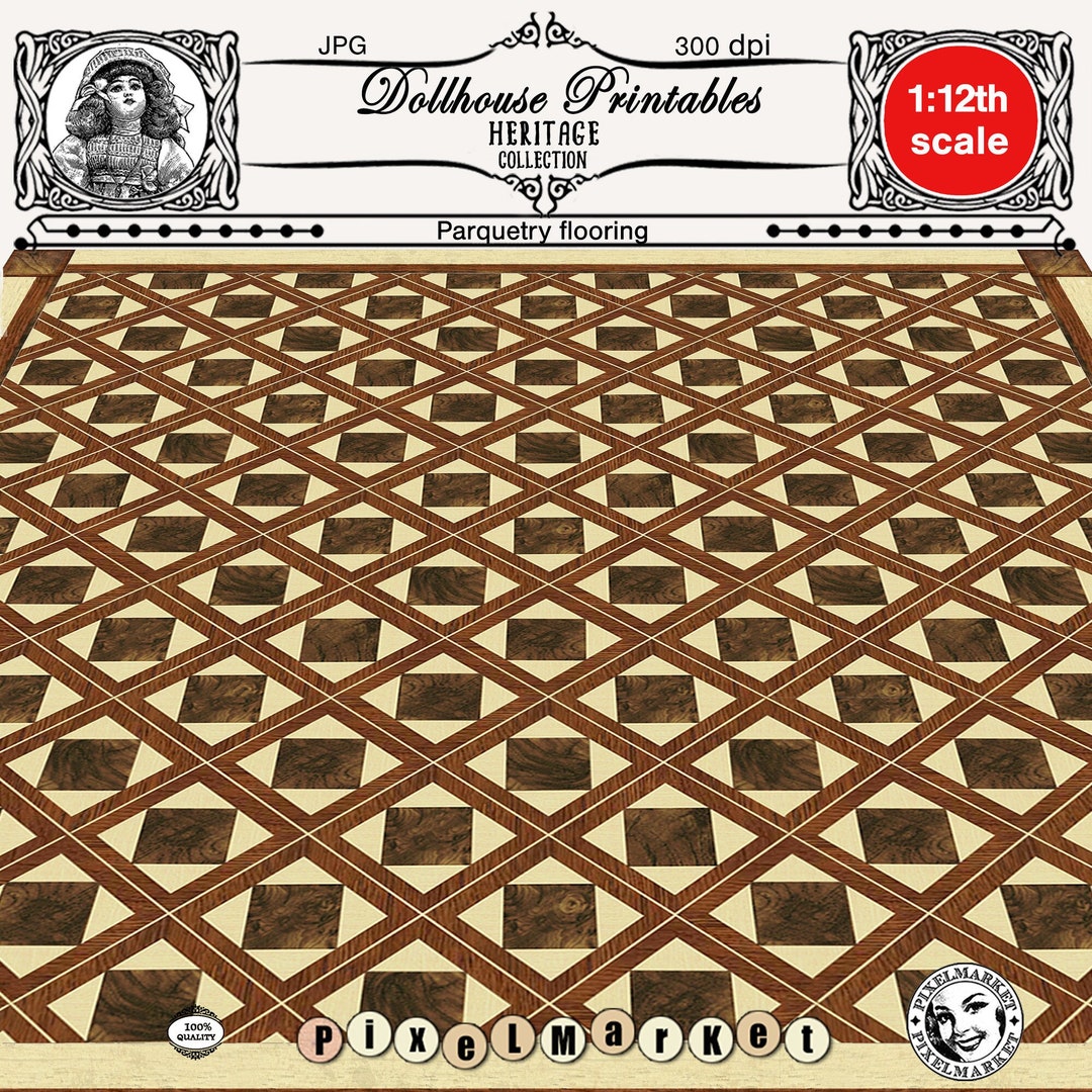 DOLLHOUSE Flooring 1/12 Miniature Wood Floor Printable Parquet Digital ...
