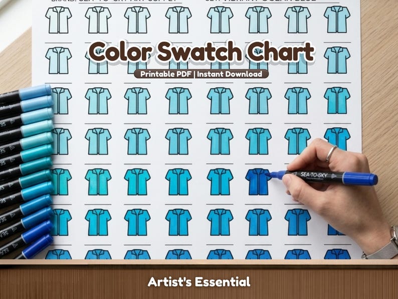 Printable Color Swatch Chart for Markers | 120 Colors Tracker Sheet ...