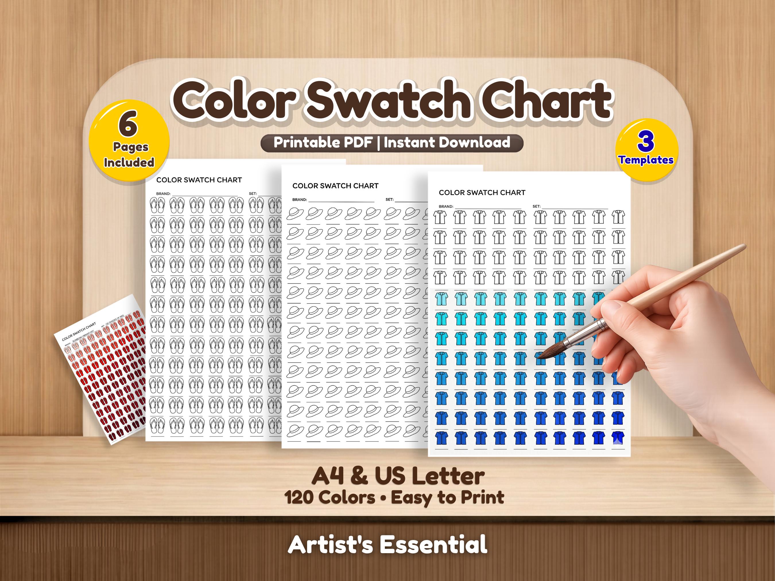 Printable Color Swatch Chart for Markers | 120 Colors Tracker Sheet ...