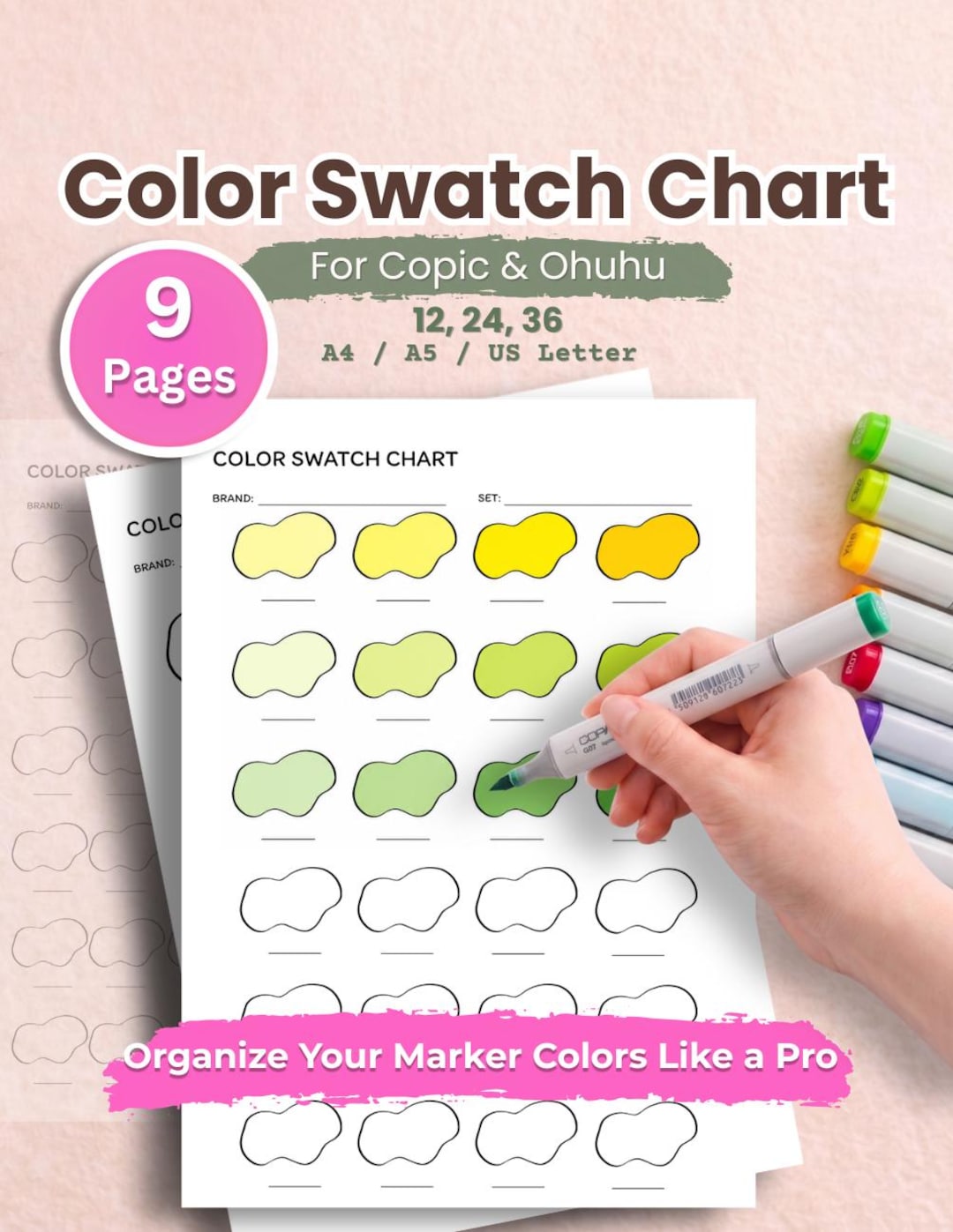 Color Swatch Chart For Copic Ohuhu Markers Blank Template Printable