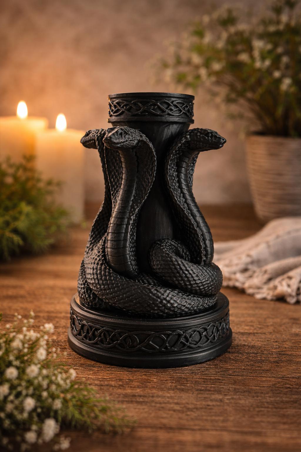 Triple Snake Candle Holder – Gothic Snake Decor – 3D Printed Serpent ...