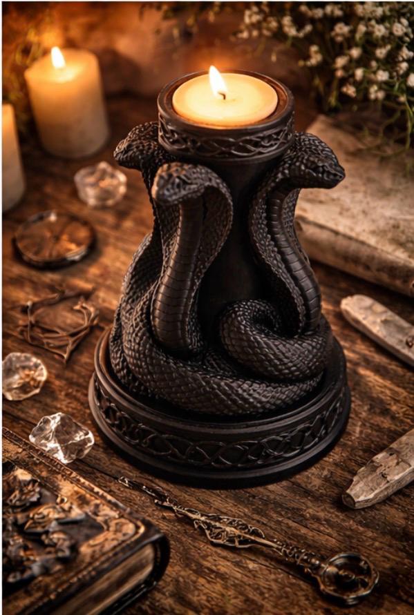 Triple Snake Candle Holder – Gothic Snake Decor – 3D Printed Serpent ...