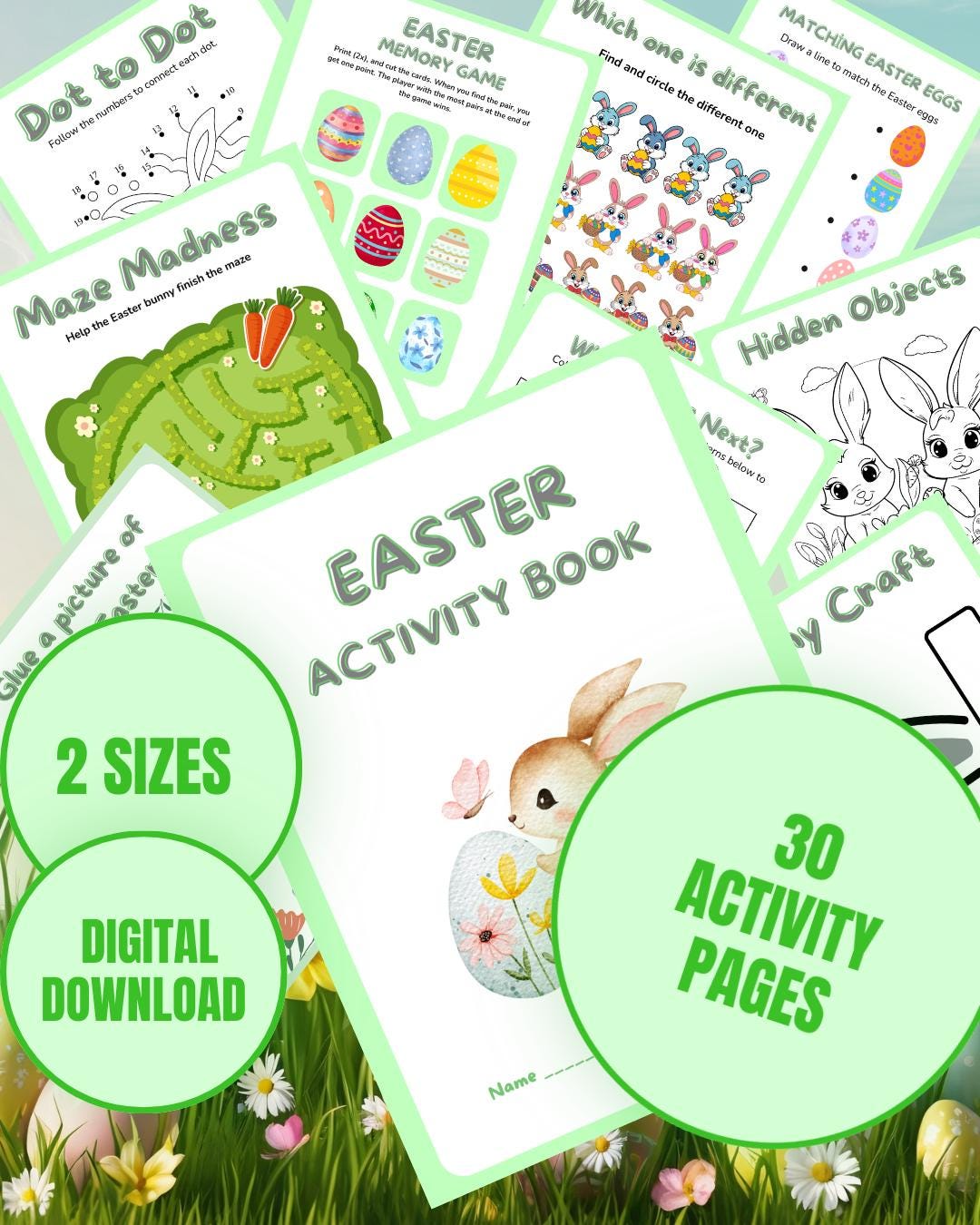 Printable Easter Activity Book, Kids Games, Coloring Pages, Funny Game ...