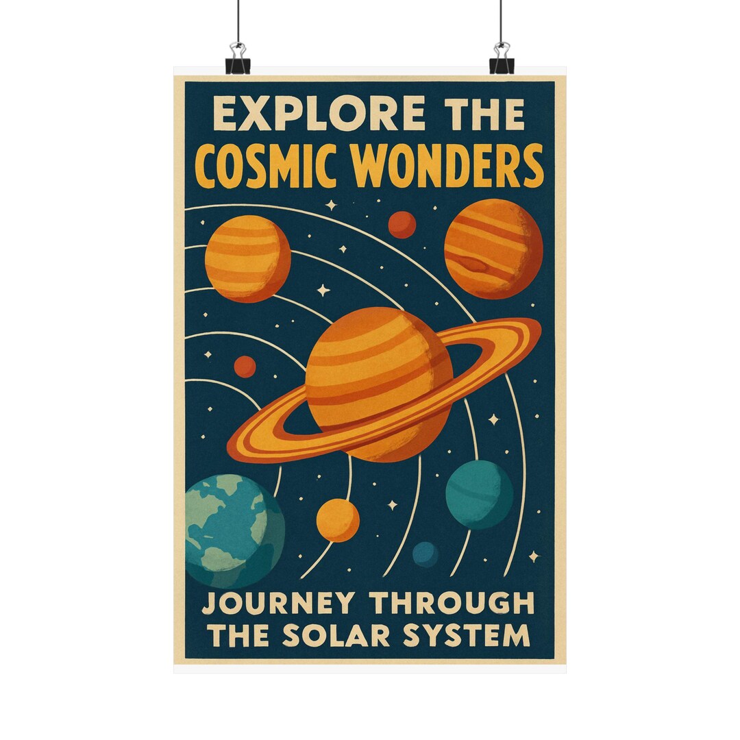 1940s Retro Solar System Poster Print, Vintage Space, Astronomy Decor ...