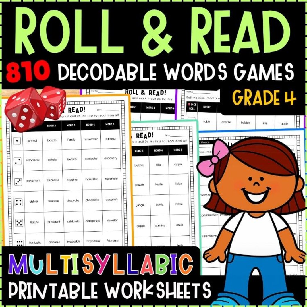 Roll and Read Multisyllabic Words Game | 4th Grade Phonics Decoding ...
