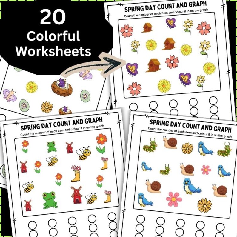 Spring Picture Graph Worksheets | Kindergarten Math Centers (PDF ...
