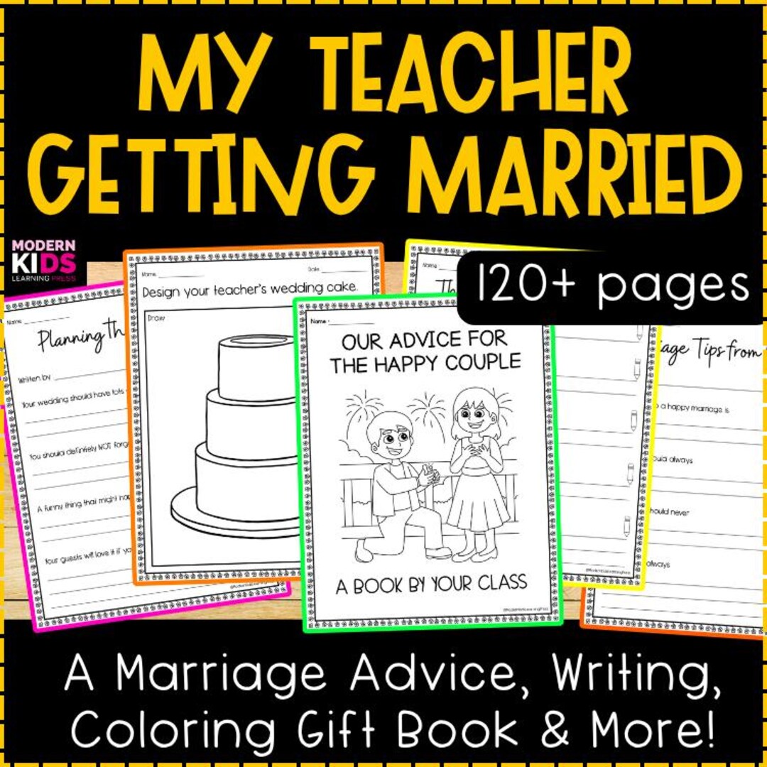 Teacher Wedding Advice Book | Student Writing & Coloring Activity ...