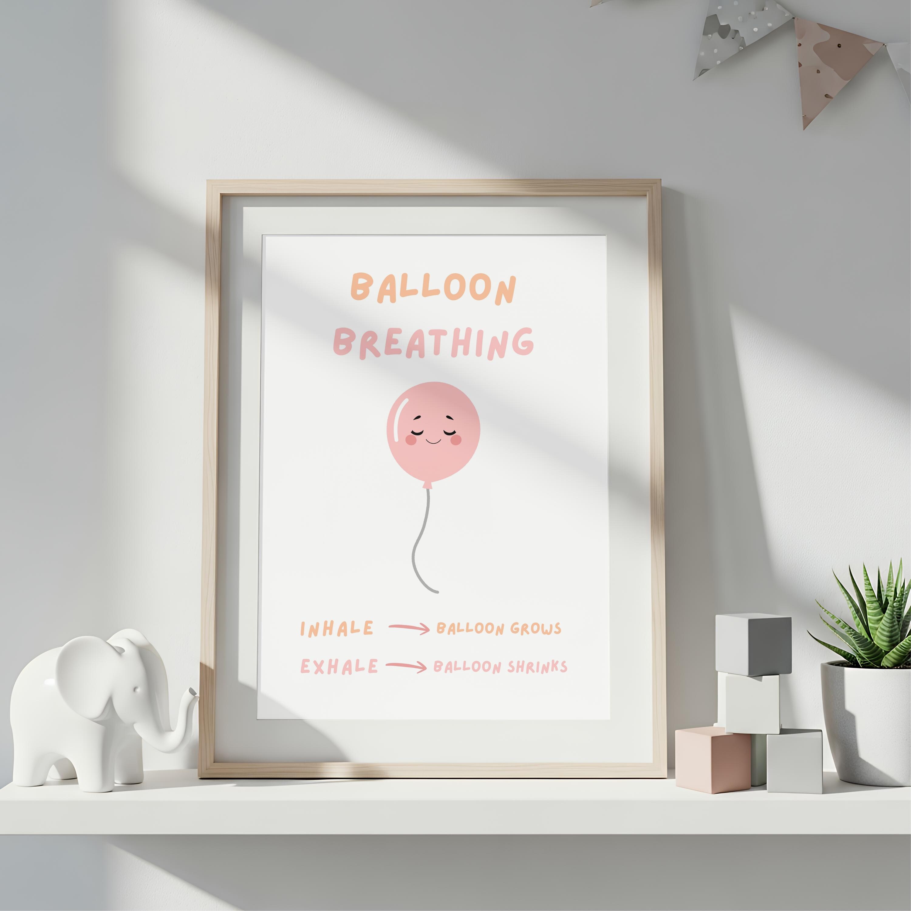 Balloon Breathing Poster for Kids, Calm Down Printable, Deep Breathing ...